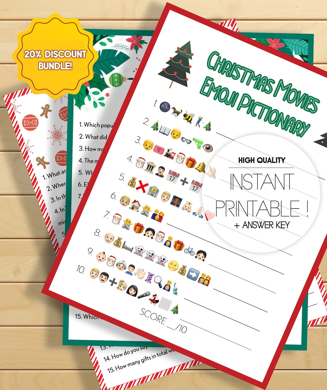 Christmas Movies Emoji Pictionary Party Fun Game, Christmas Family ...