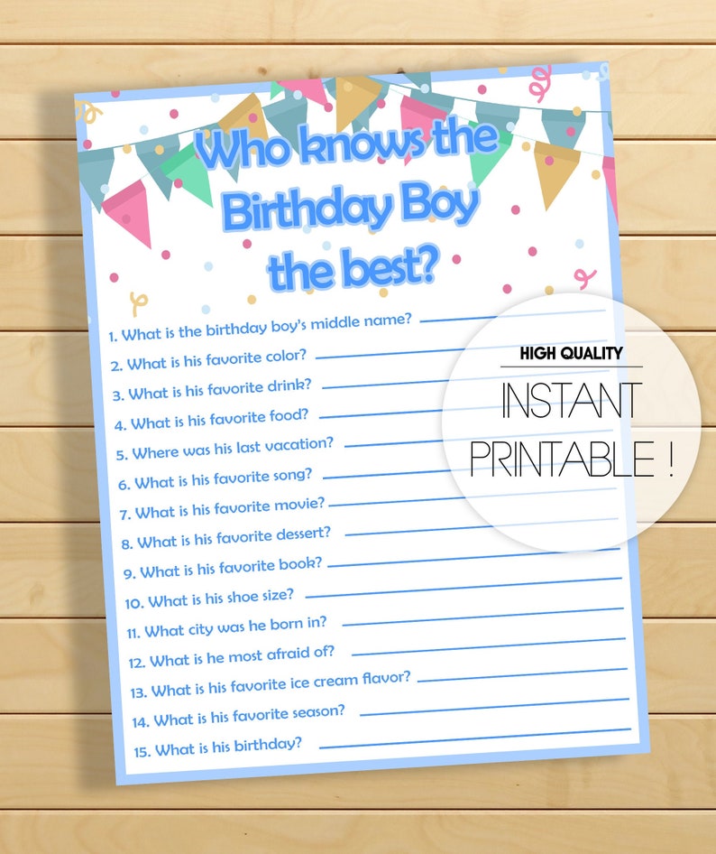 Who Knows the Birthday Boy Best Birthday Games, Kids Party Games ...