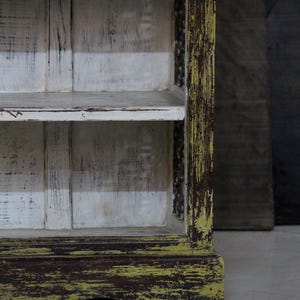 Rustic Wooden Bookshelf With Iron Grill Design, Unique Vintage Display ...