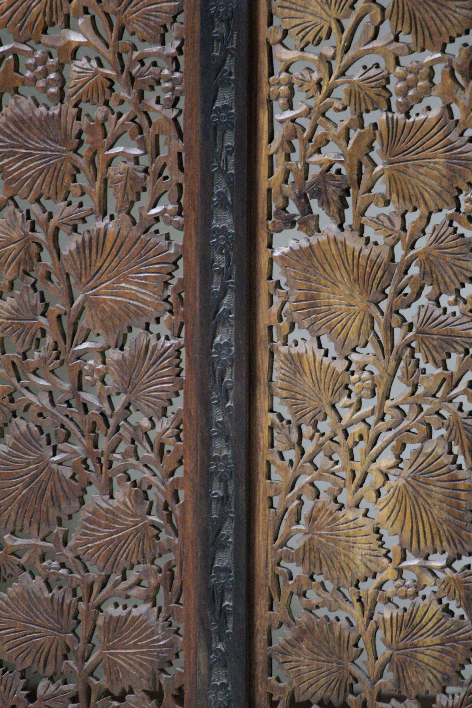Rare Handcrafted Wooden Carved Room Divider Screen With Intricate ...