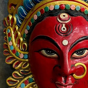 Handcrafted South Indian Wooden Mask - Traditional Goddess Durga Mask ...
