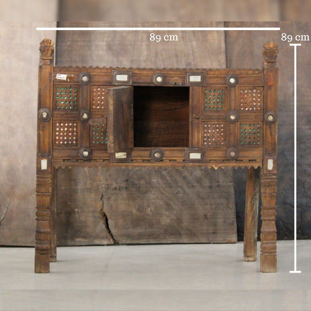 Vintage Rustic Indian Console Table, Antique Cabinet Damchiya Sideboard ...