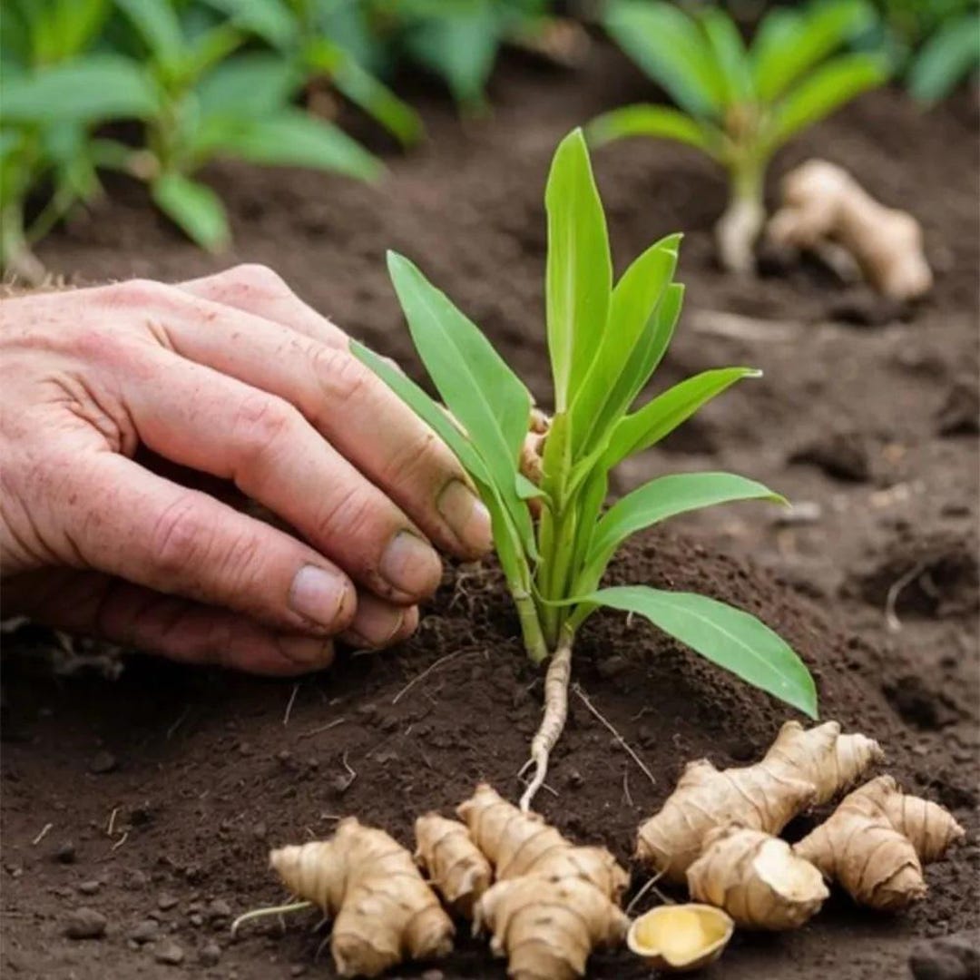 5 Fresh Ginger Roots Spices Zingiber Officinale Roscoe Sprouted Roots ...