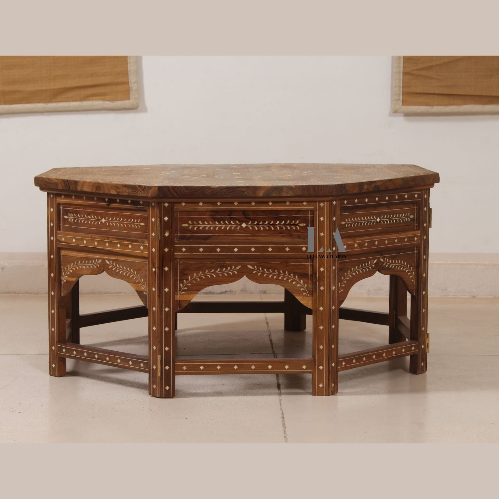 Wood Bone Inlay Octagon Side Table / Coffee Table / Inlay Coffee Table ...