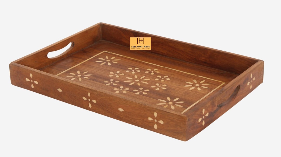 Wood Bone Inlay Tray | Home Décor Table Tray | Wood Bone Inlaid Tray ...