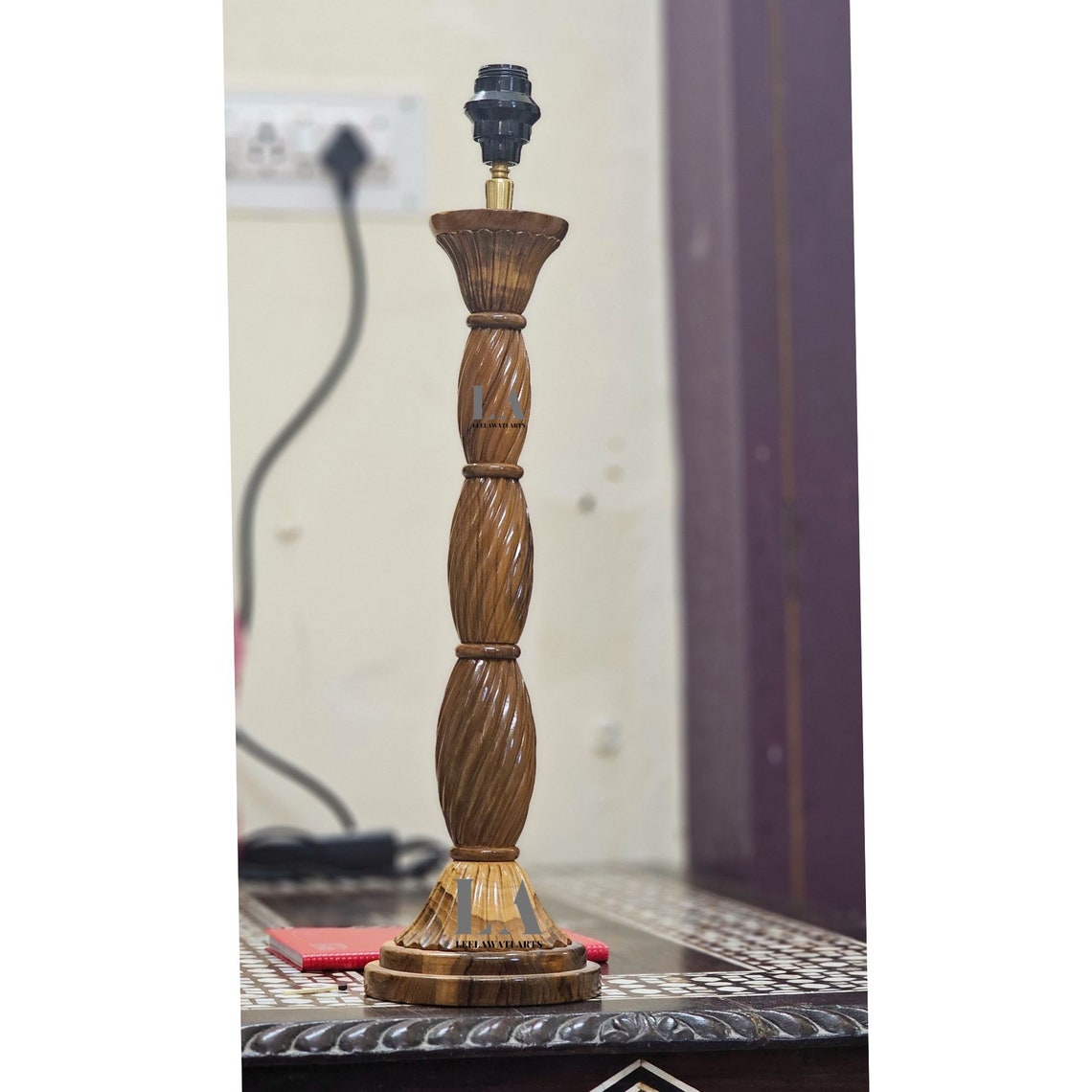Wood Table Lamp Home Decorative | Wood Carving Design Lamp Night Stand ...