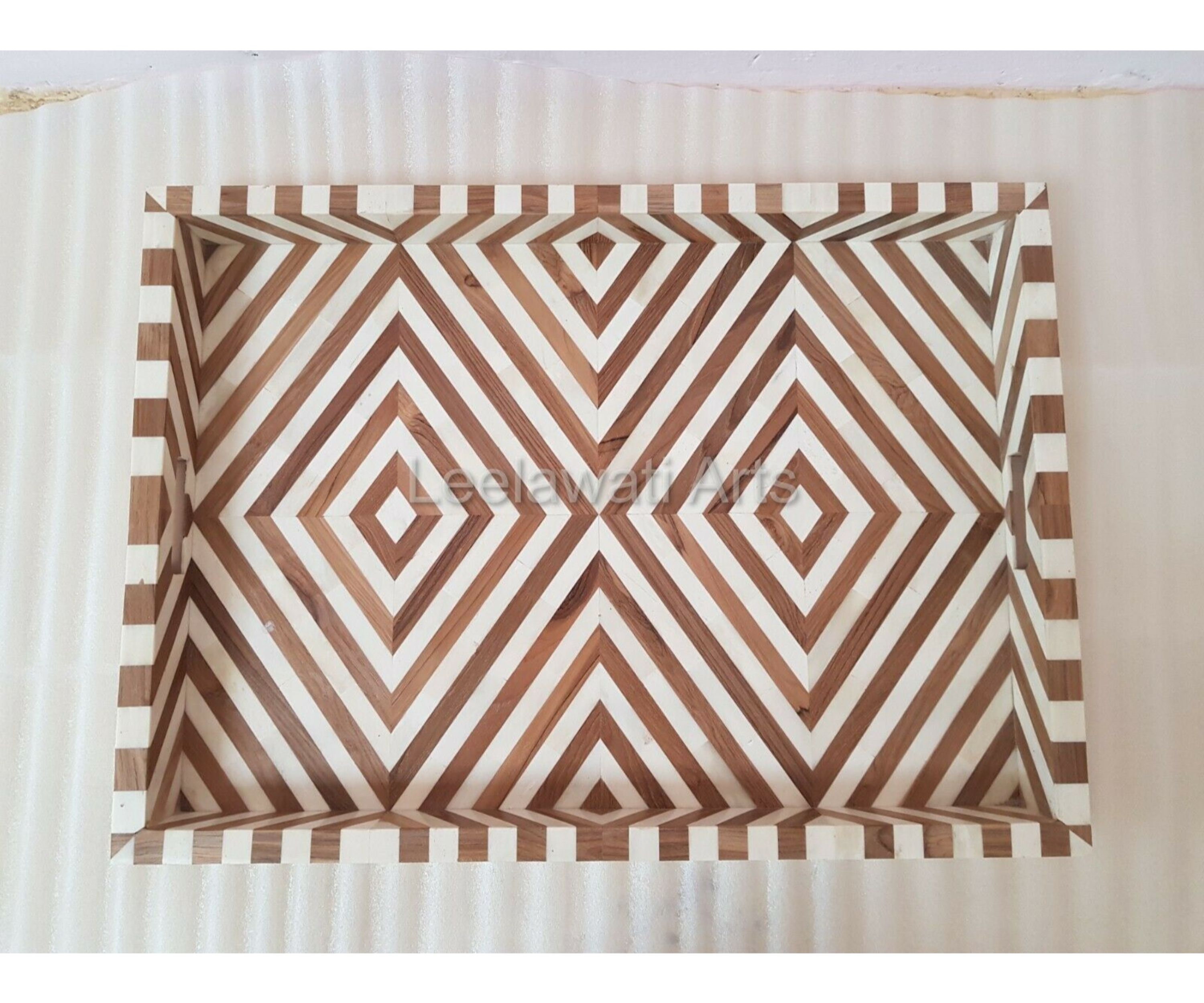 Home Décor Wood Bone Inlay Serving Tray - Etsy