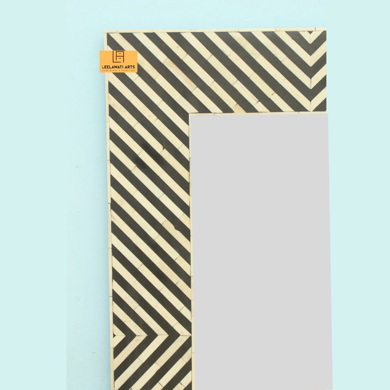 Home Decorative Bone Inlay Line Design Black and White Mirror Frame and ...