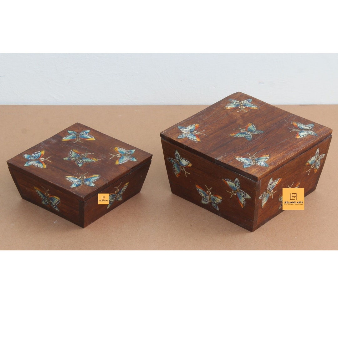 Home Decorative Hand Painted Butterfly B0x Unique Design Box , Jewelry ...