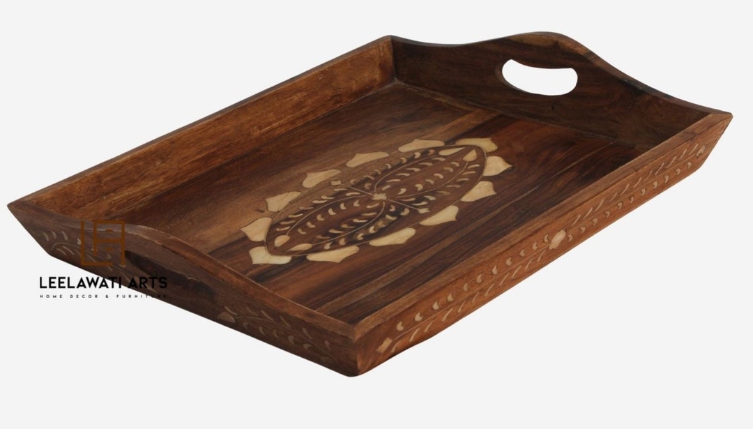 Wood Inlay Serving Tray Home Decor Dining Tray - Etsy