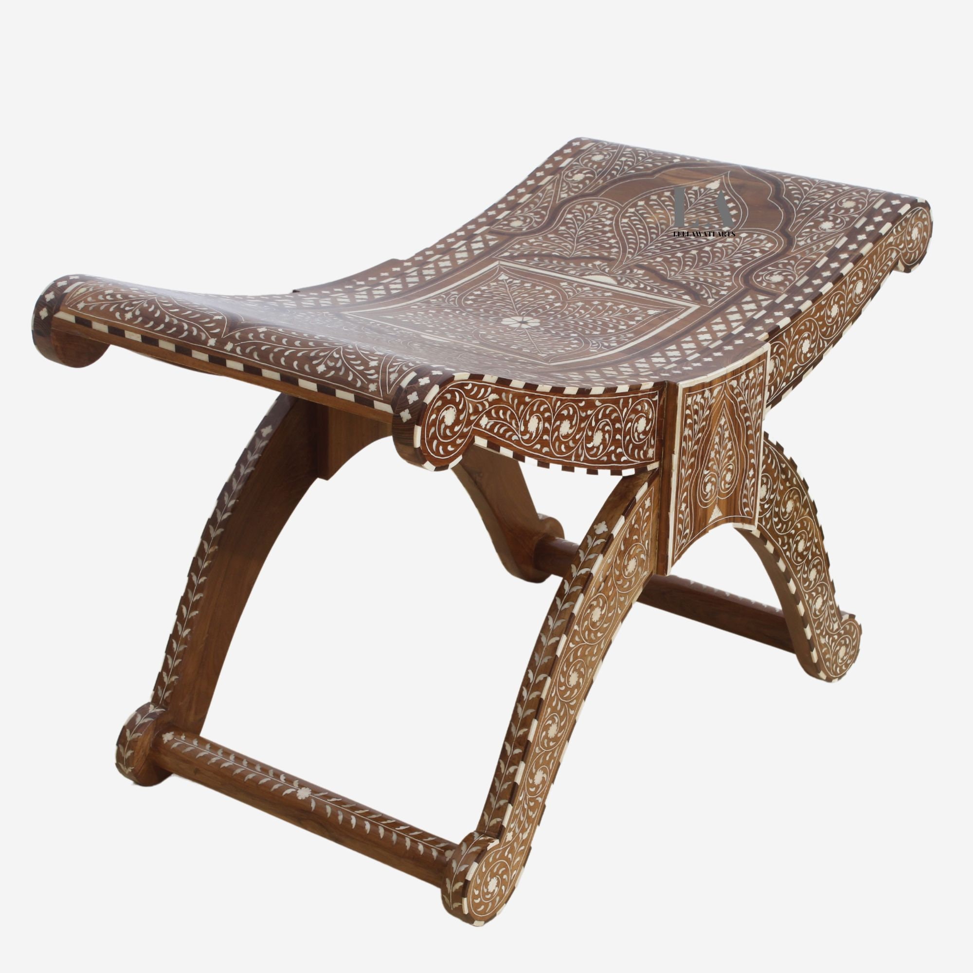 Leelawati Arts : Wood Bone Inlay Roman Chair | Home Living Room Décor ...