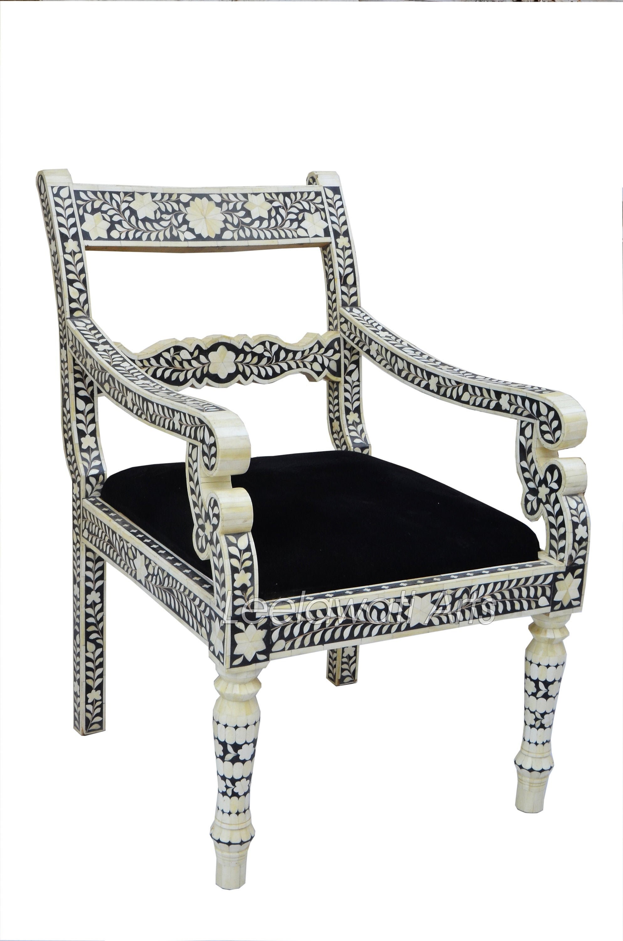 Bone Inlay Chair Home Décor Dining Chair Living Room Antique Chair Wood ...