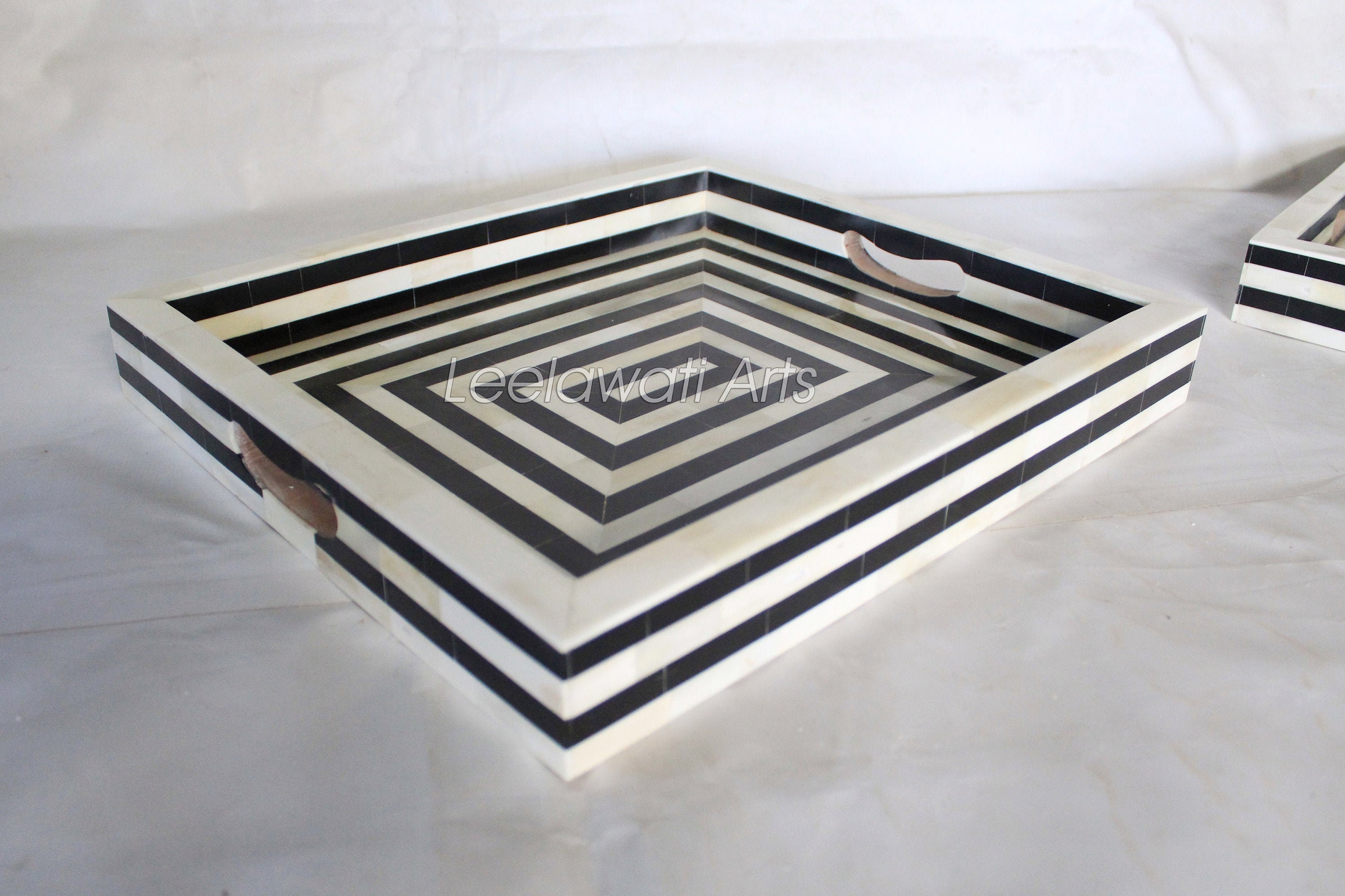 Bone Inlay Black and White Zebra Design Serving Tray - Etsy