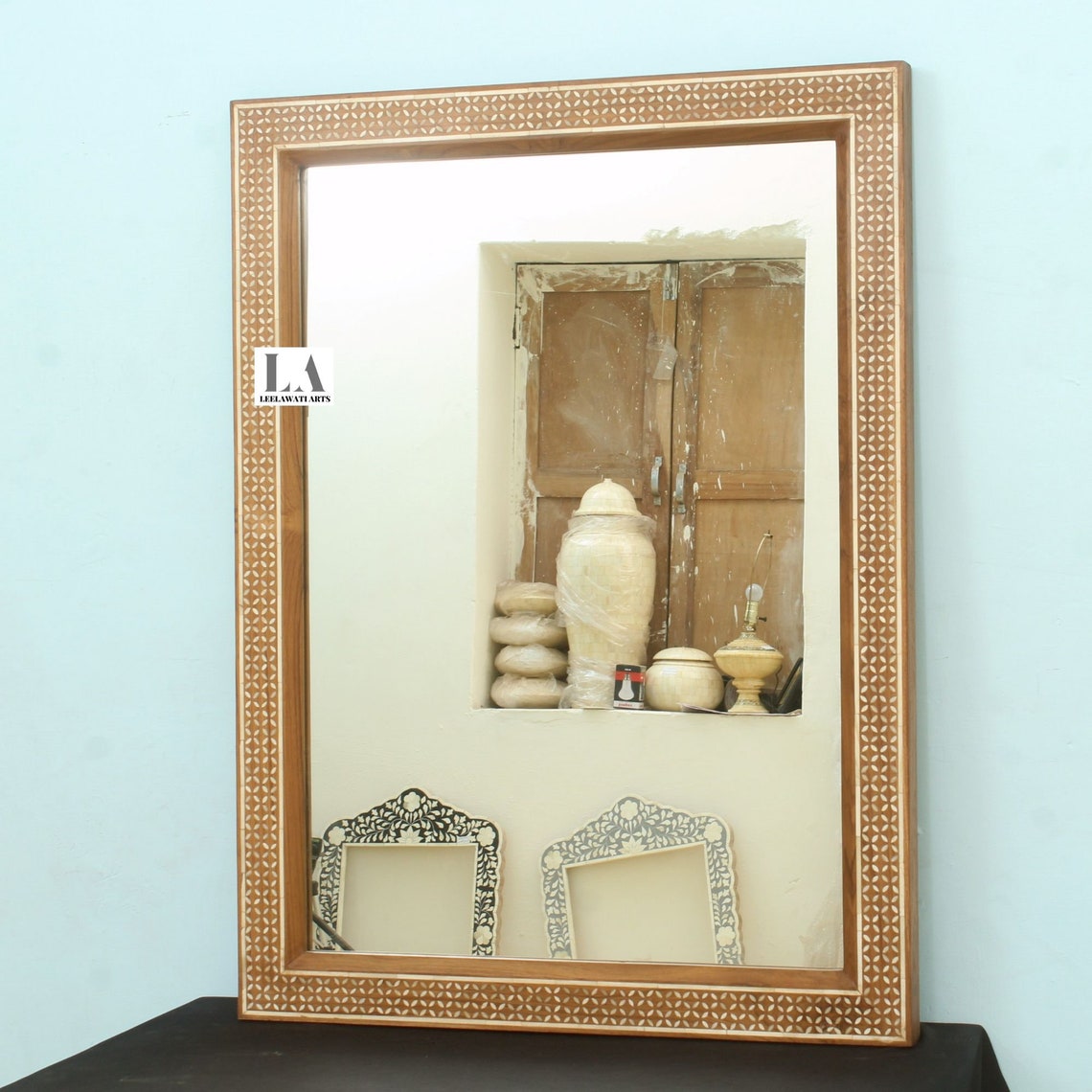 Wood Inlay Mirror Frame Handmade Antique Design - Etsy