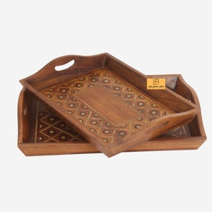 Wood Bone Inlay Tray | Home Décor Serving Tray | Kitchen Tray Dining ...