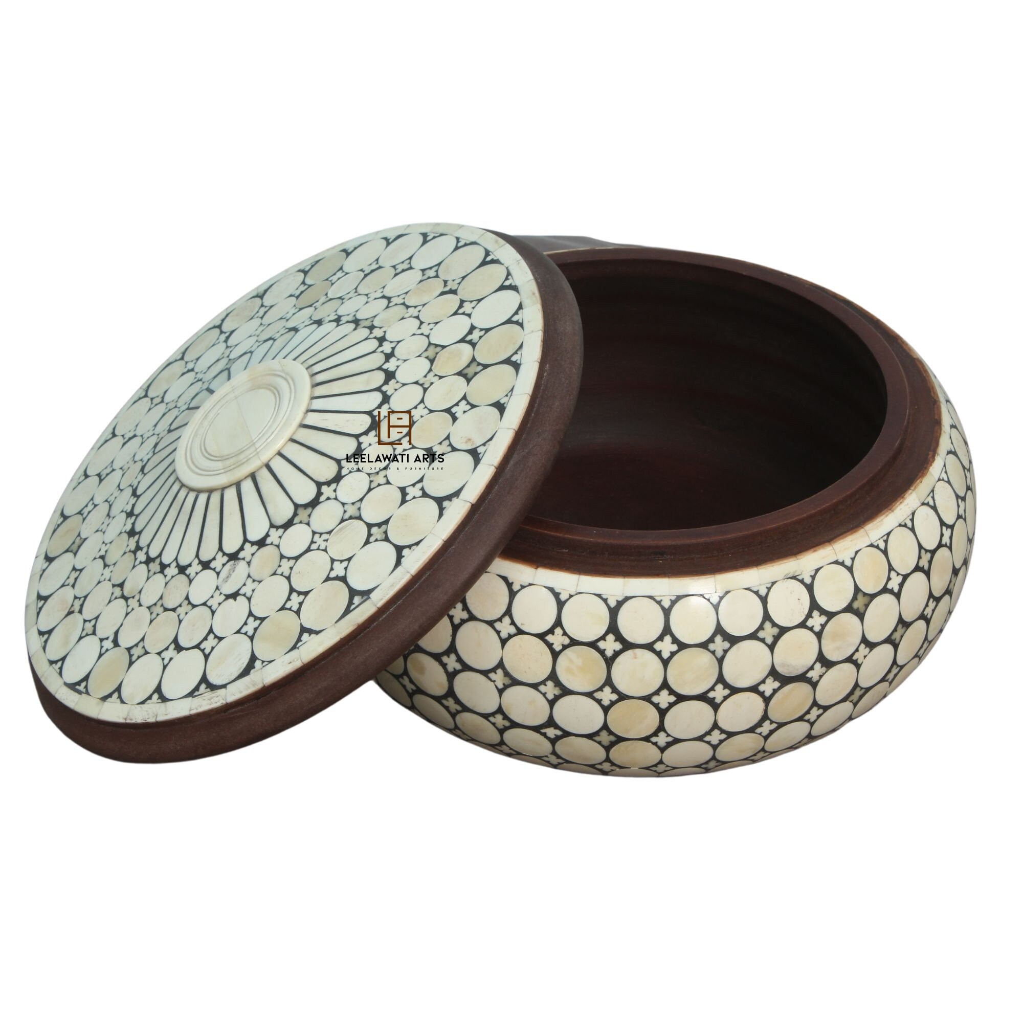 Royal Wood Bone Inlay Round White Box Good Storage ,home Decorative ...