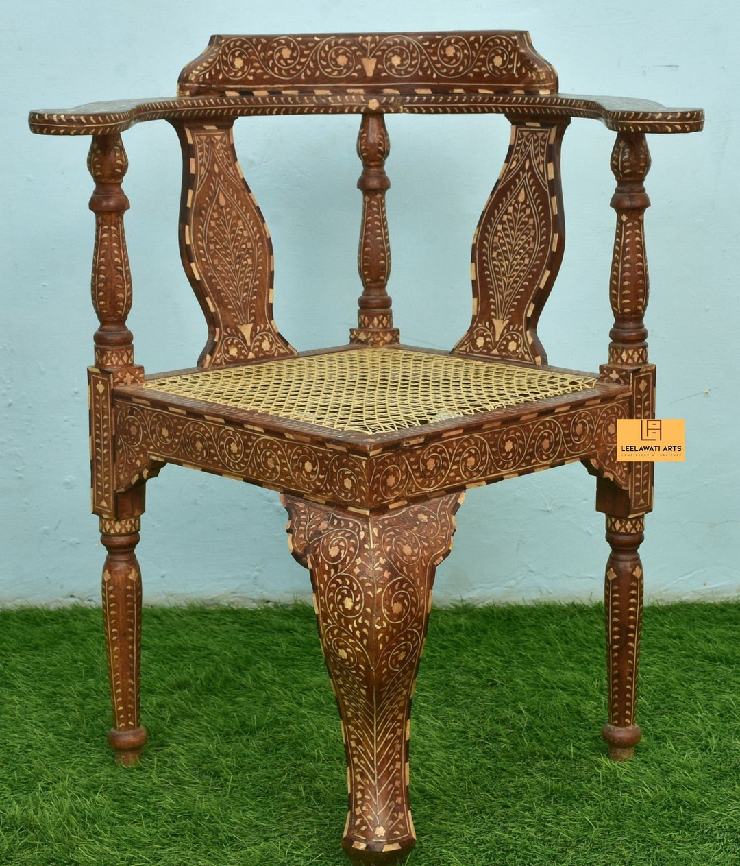 Teakwood Inlay Chair Handcrafted Living Room Decor - Etsy