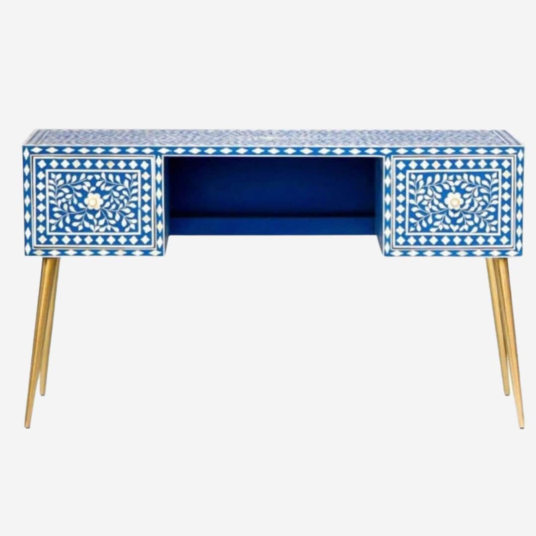 Bone Inlay Fruniture, Bone Inlay Desk, Bone Inlay Console Table With 2 ...