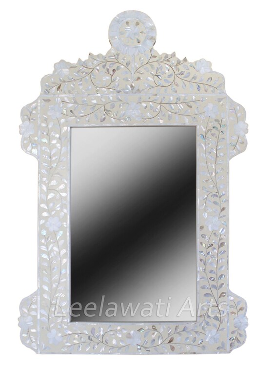 Home Décor Mother of Pearl Floral Design Mirror Frame - Etsy