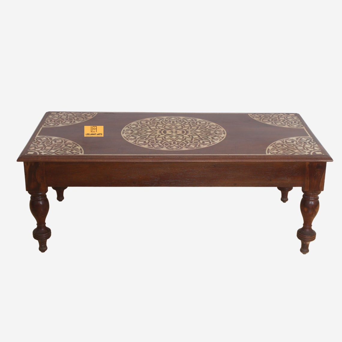 Wood Inlaid Table Wood MOP Inlay Table Antique Canter Table Living Room ...