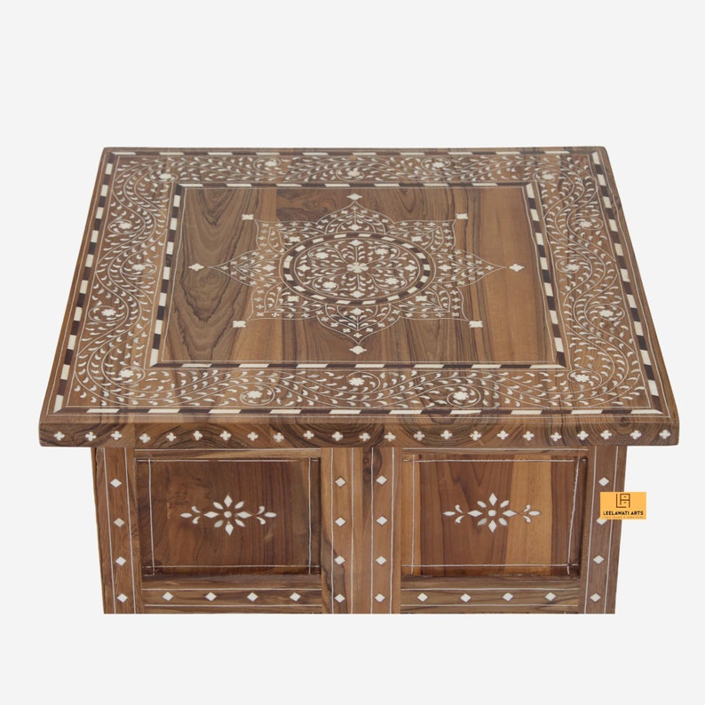 Wood Bone Inlaid Table Home Décor | Wood Bone Inlay Side Table ...