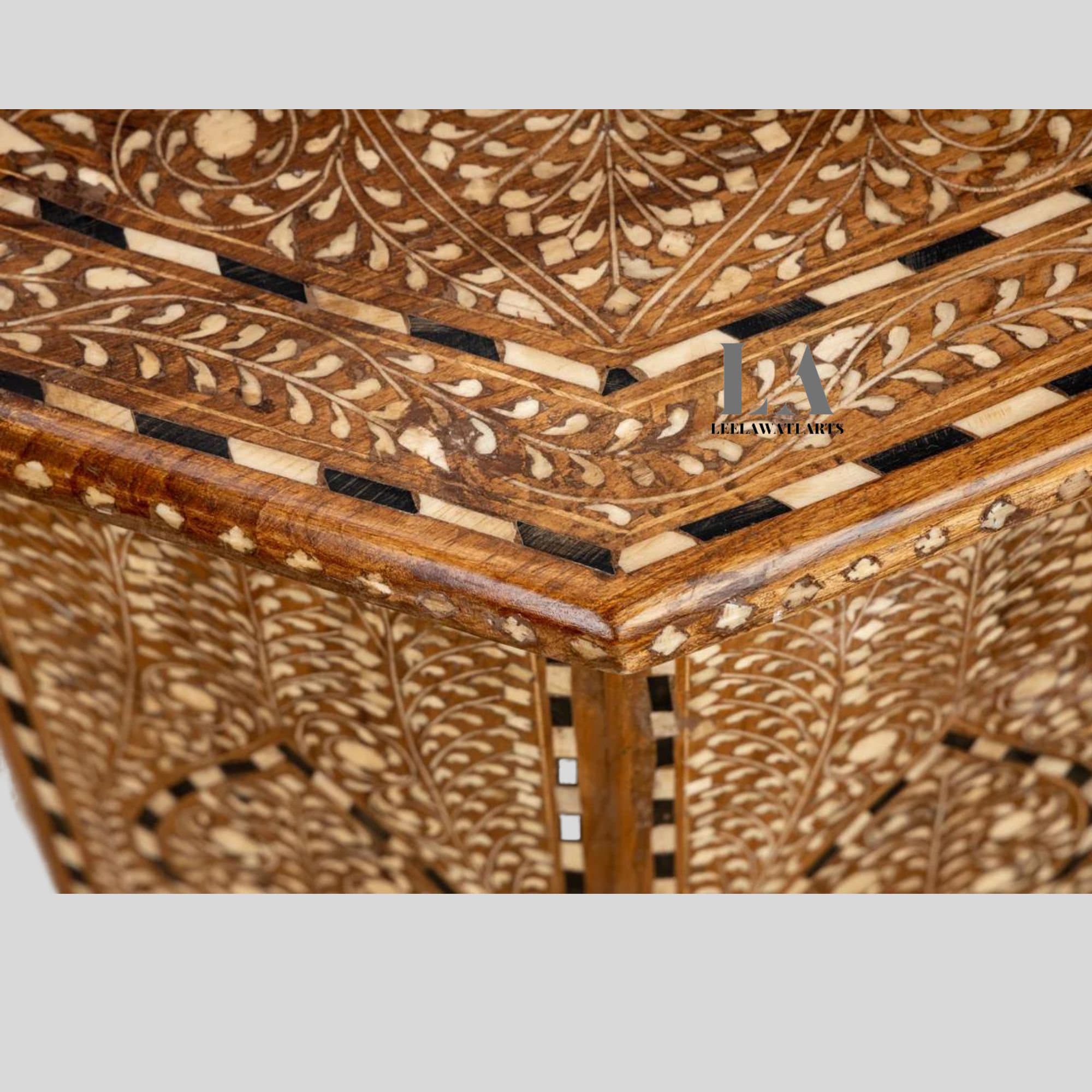 Home Décor Wood Bone Inlay Hexagon Side Table Coffee Table Bedside ...