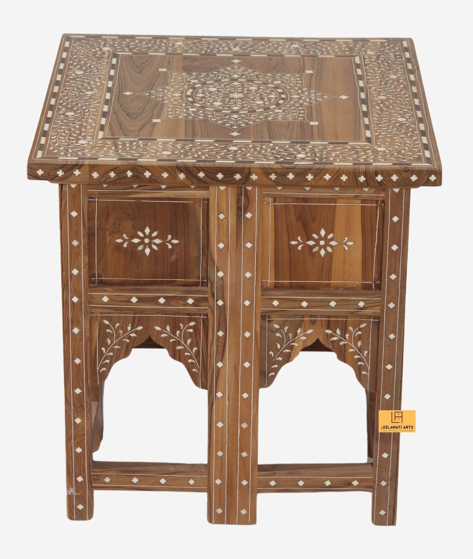 Wood Bone Inlaid Table Home Décor | Wood Bone Inlay Side Table ...