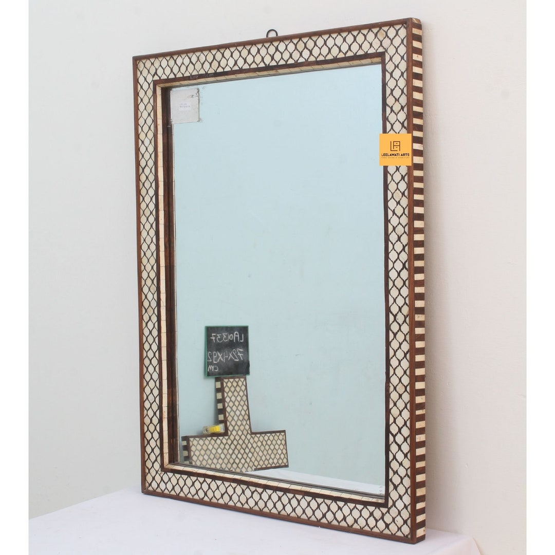 Wood Bone Inlay Mirror Frame | Living Room Mirror Frame | Wall Hanging ...