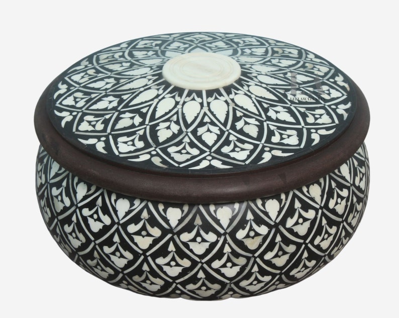 Wooden Bone Inlay Round Storage Box - Etsy