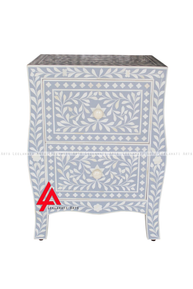 Wood Bone Inlay 2 Drawer Bedside Table / Night Stand Table - Etsy