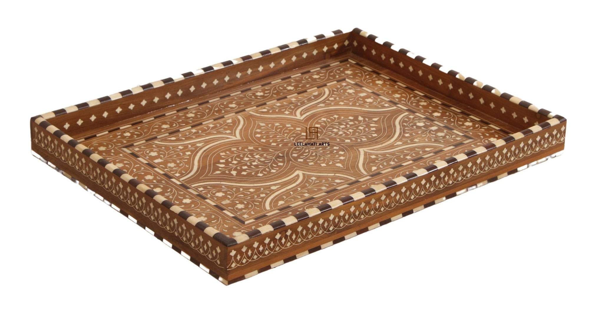 Home Decorative Wood Bone Inlay Serving Tray Wood Inlaid Design ...