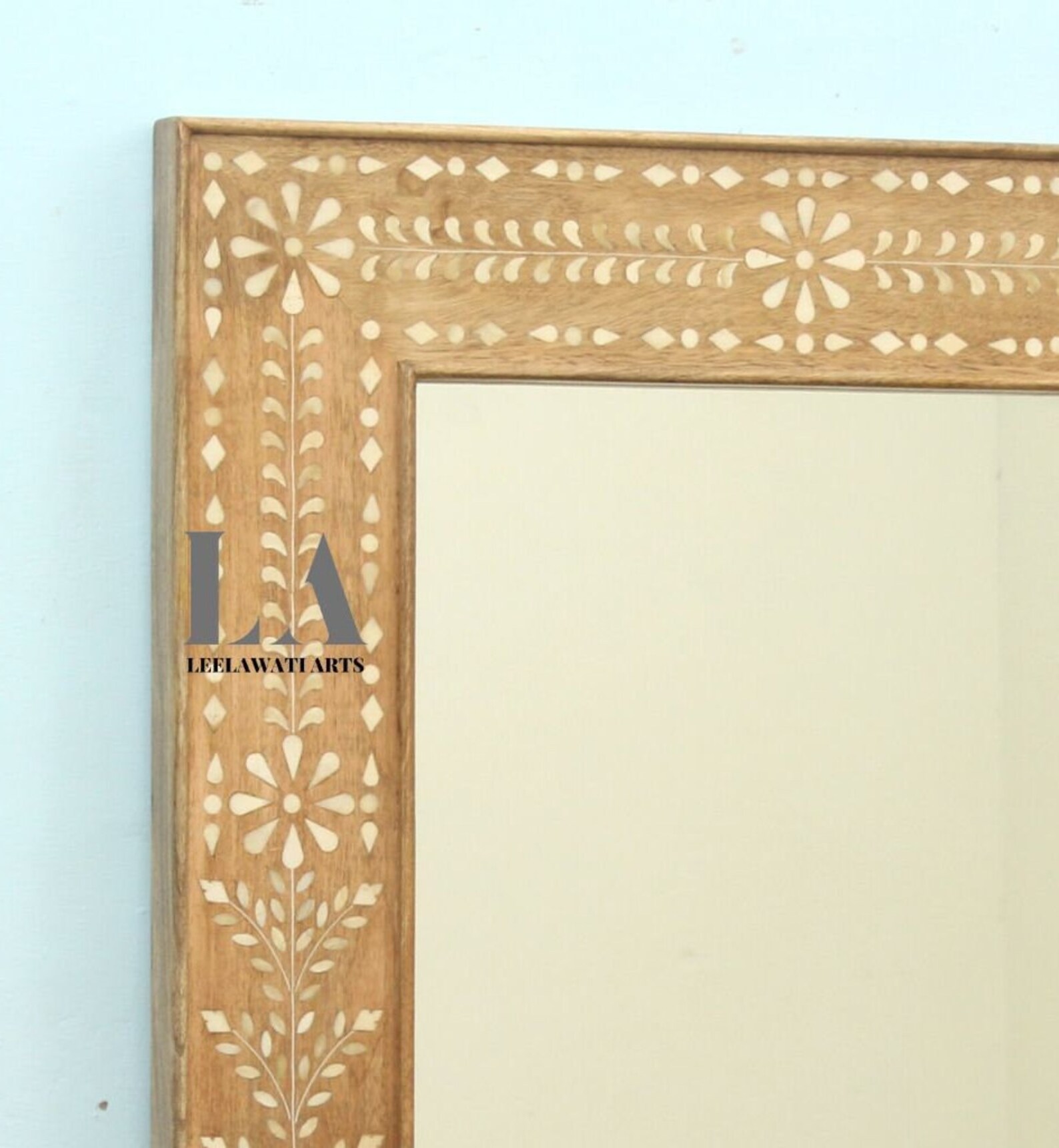 Wood Bone Inlay Mirror Frame Home Décor Wall Hanging Frame Table Top ...