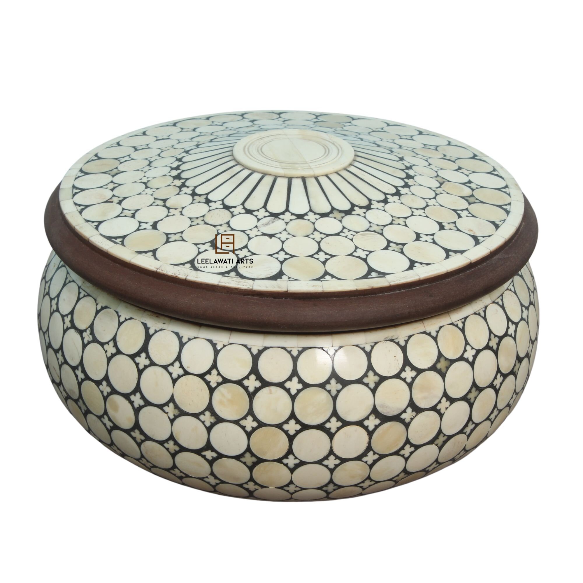 Royal Wood Bone Inlay Round White Box Good Storage ,home Decorative ...