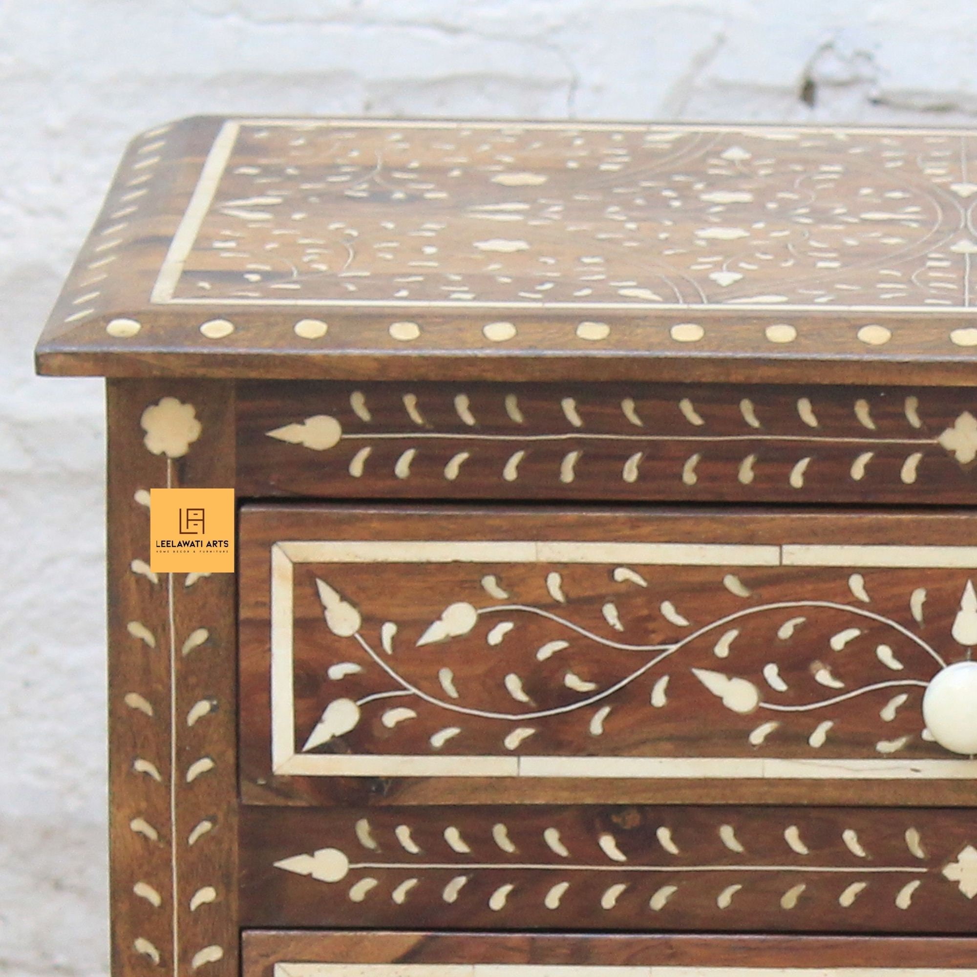 Bone Inlay 2 Drawer Bed Side Table Night Bedside Table - Etsy