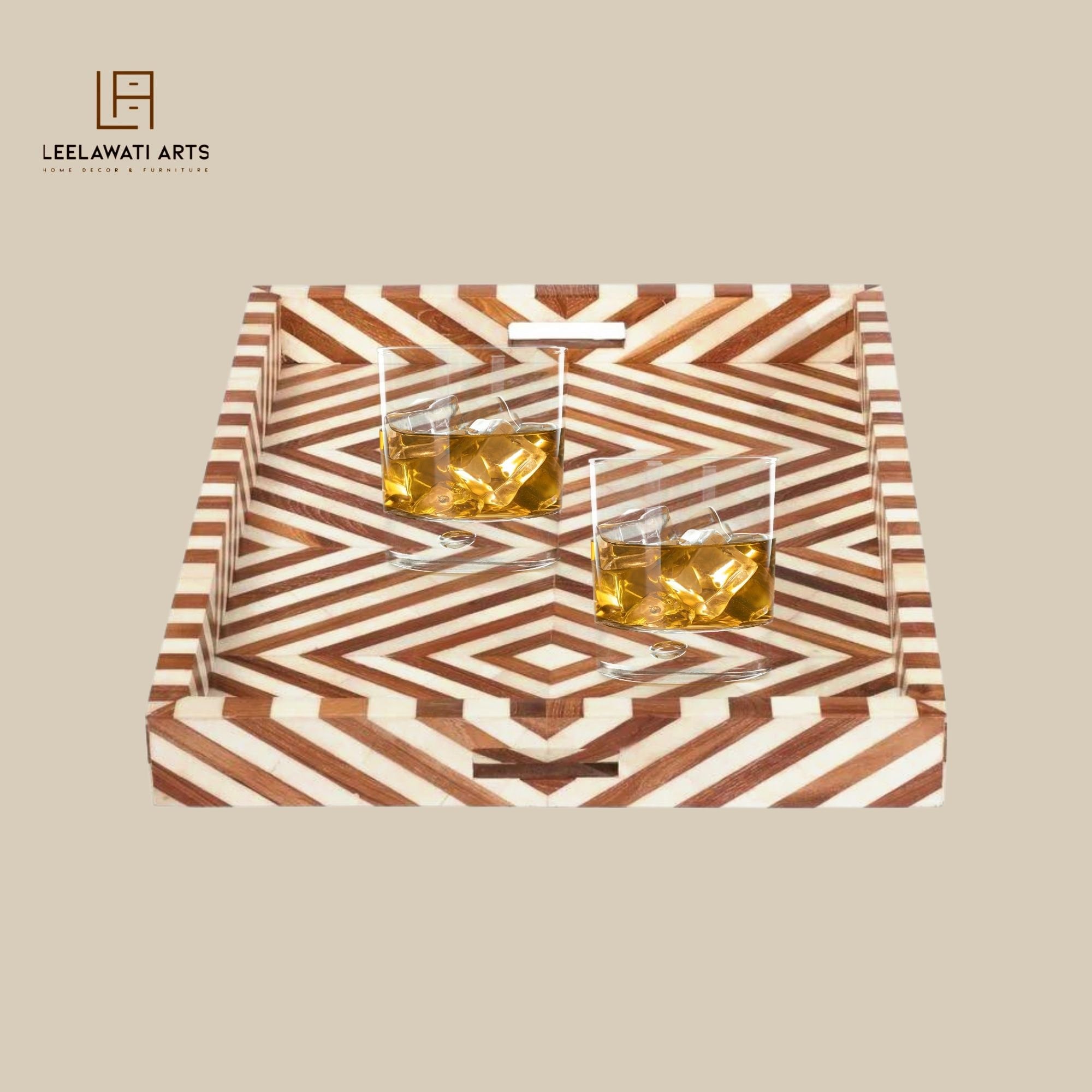 Home Décor Wood Bone Inlay Serving Tray - Etsy