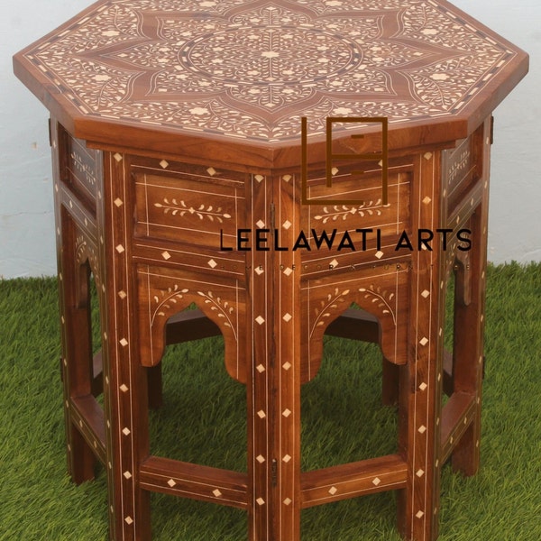 Inlay Wood Side Table - Etsy