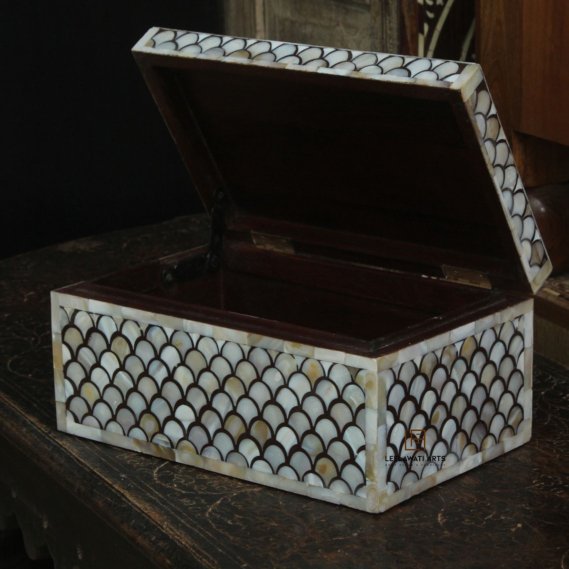 Home Décor Mother of Pearl Inlay Design Jewelry Decorative Storage ...