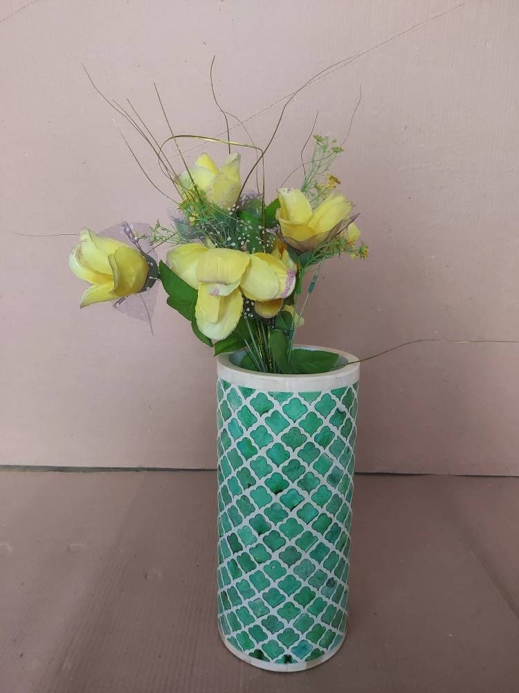 Vases Flower High Quality Bone Inlay Green Mughal Design Flower Pot - Etsy