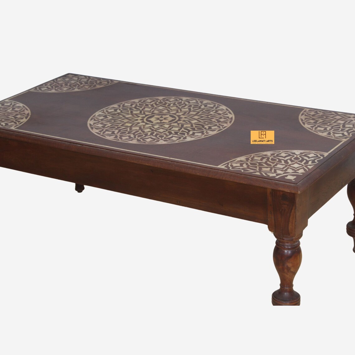 Wood Inlaid Table Wood MOP Inlay Table Antique Canter Table Living Room ...