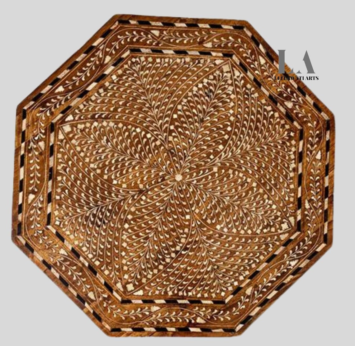 Luxury Wood Bone Inlay Bedside Table Night Stand Table Wood Bone Inlaid ...