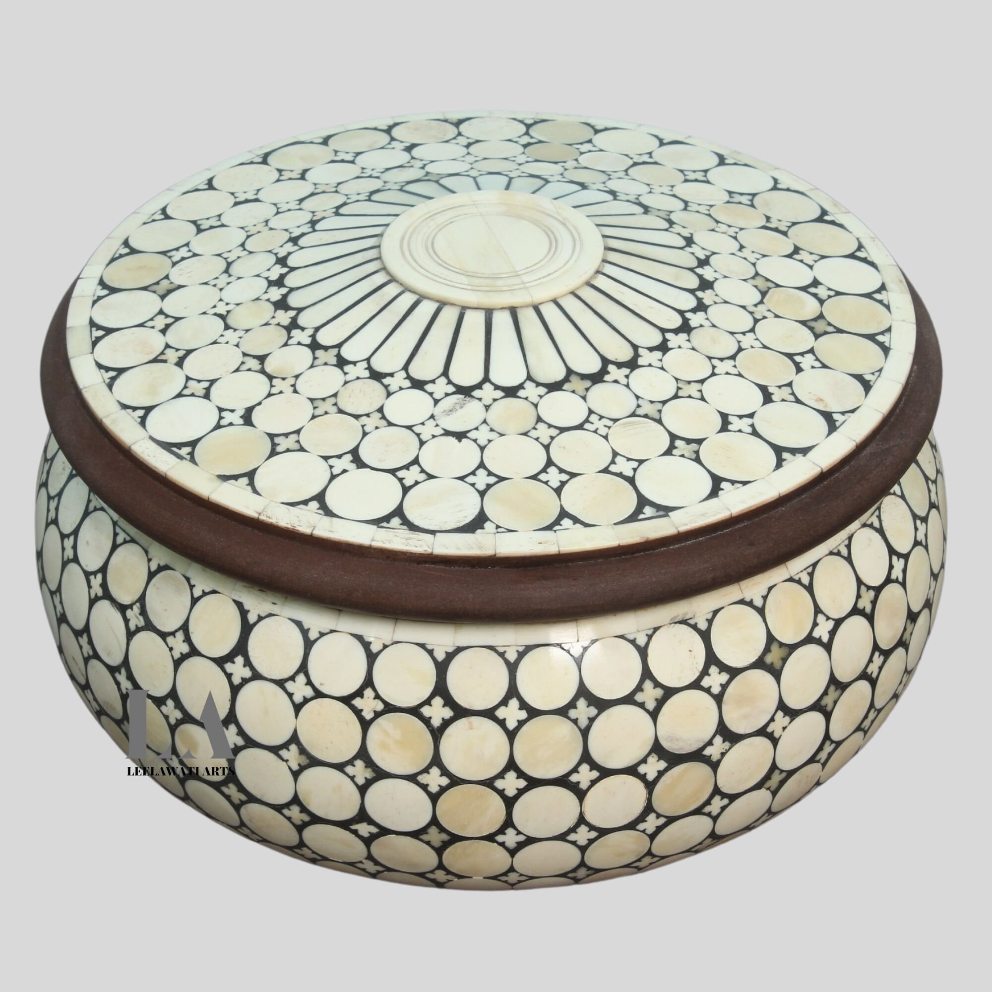 Royal Wood Bone Inlay Round White Box Good Storage ,home Decorative ...