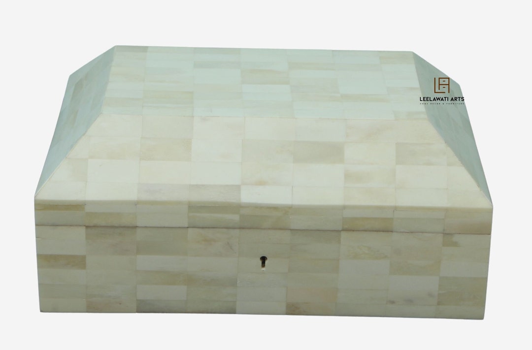 Home Decorative White Color Carving Design Inlay Gift Box Storage Box ...