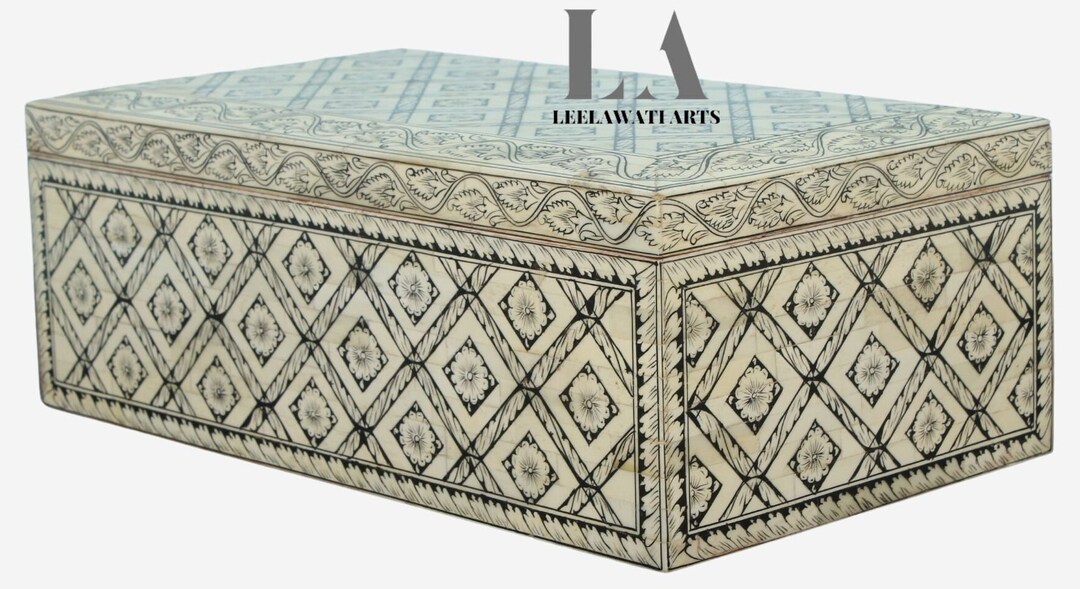 Home Décor Bone Inlay Box, Hand Painted Box Jewelry Storage Box ...