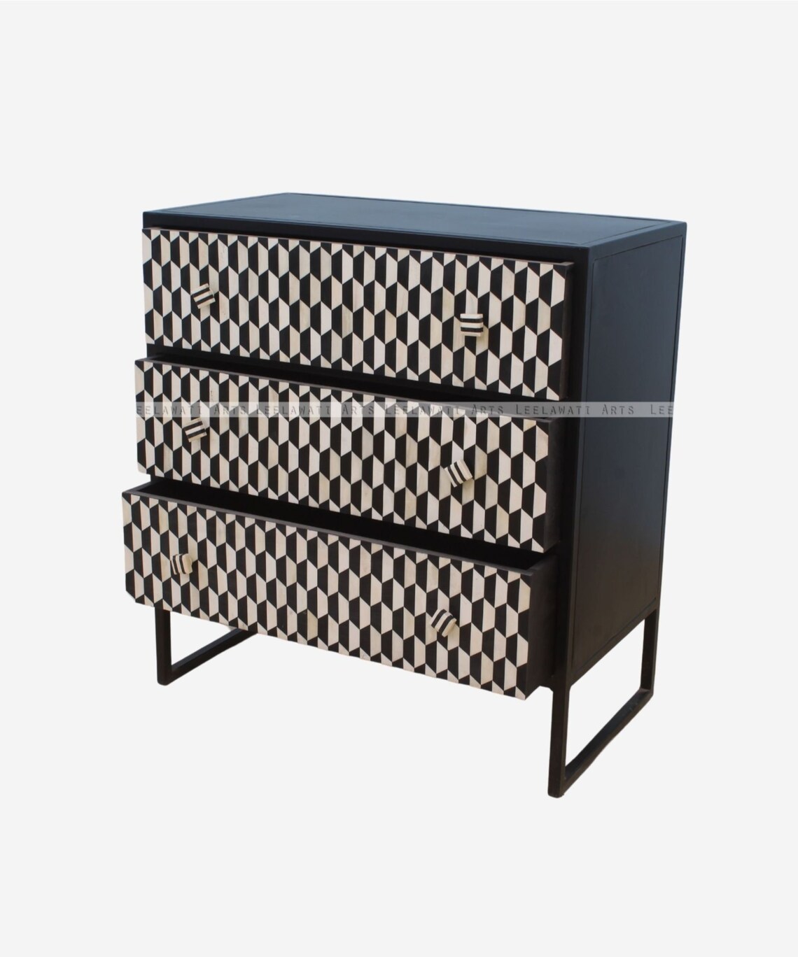 Bone Inlay Dresser Iron Bone Inlay 3D Style Design 3 Drawer - Etsy