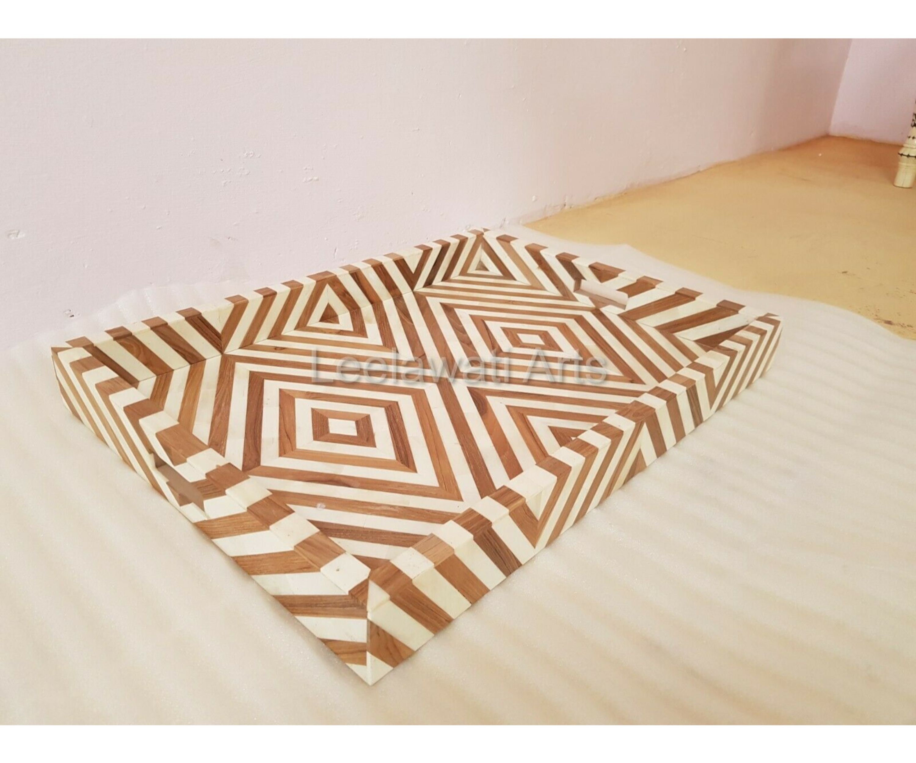 Home Décor Wood Bone Inlay Serving Tray - Etsy