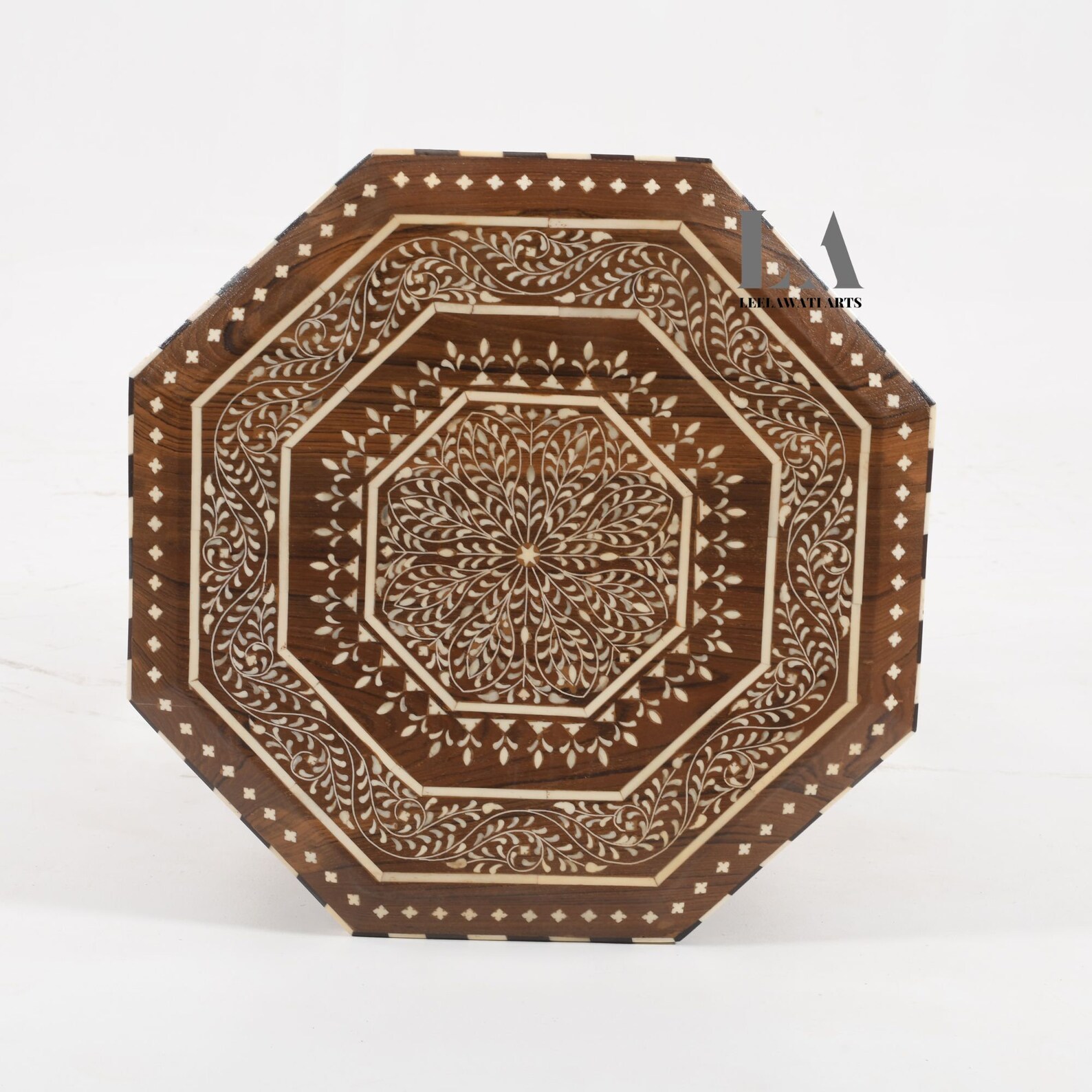 Handmade Inlay Hexagon Side Table Wood Accent Table - Etsy
