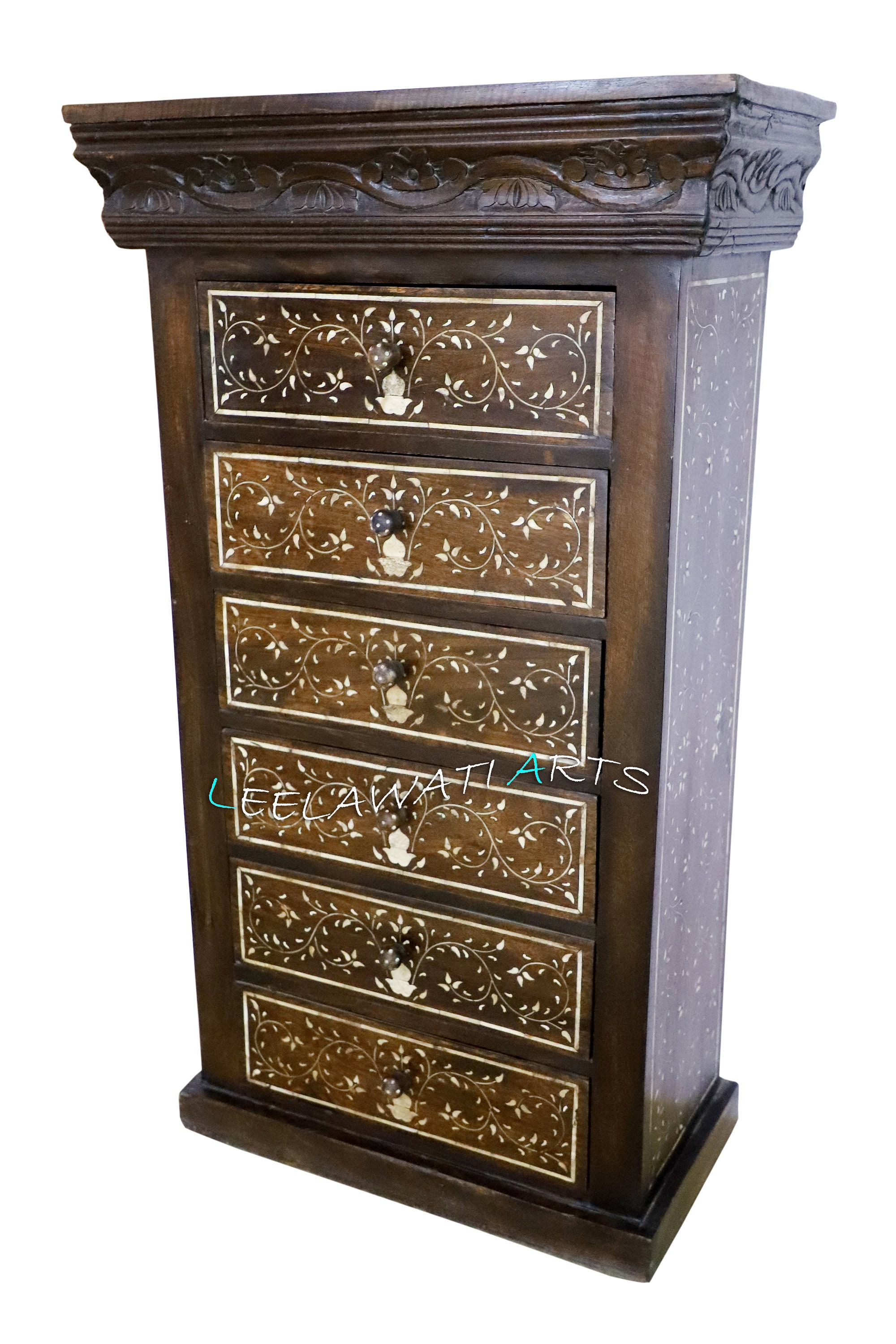 Home Décor Wood Inlay 6 Drawer Dresser Chest Bone Inlay - Etsy
