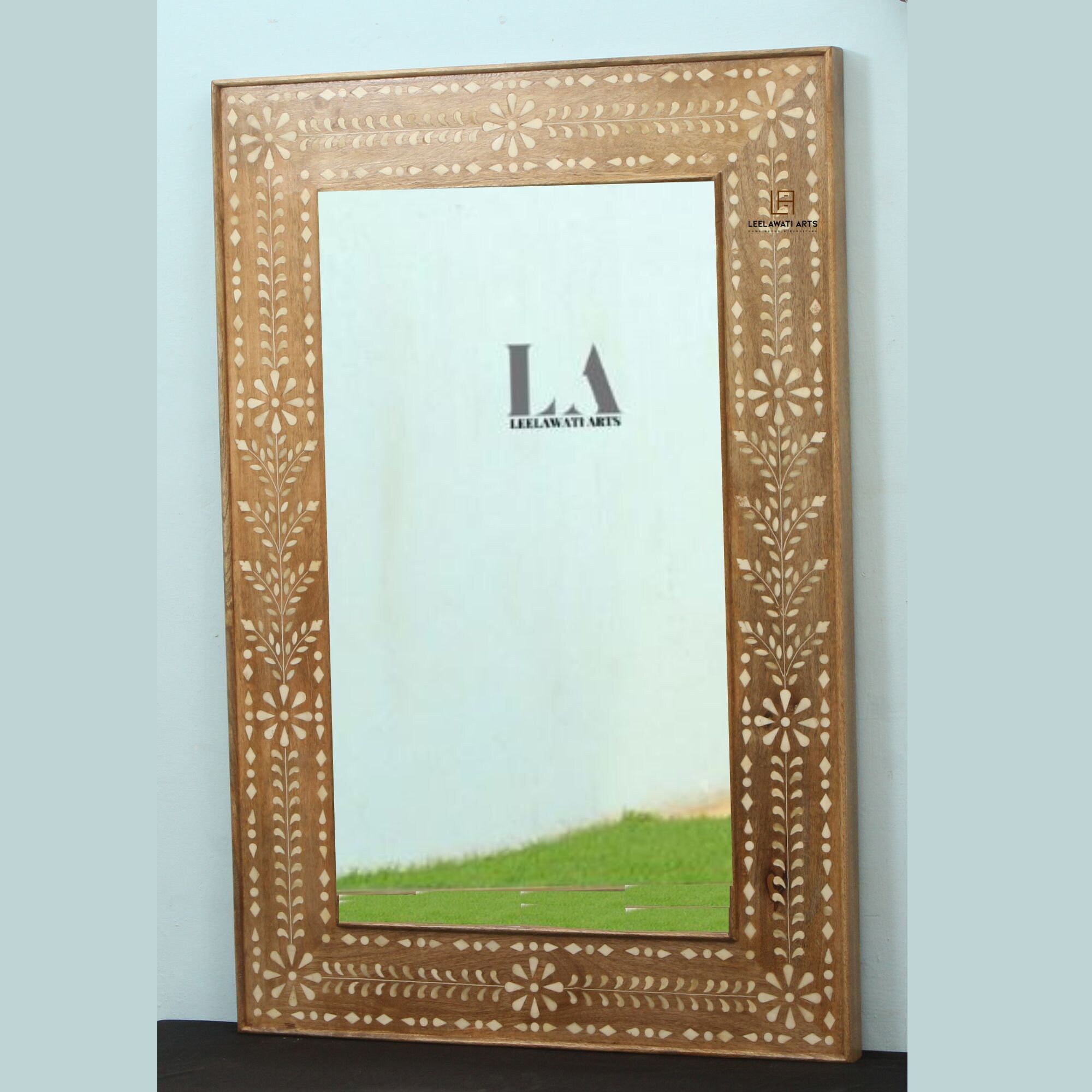 Wood Bone Inlay Mirror Frame Home Décor Wall Hanging Frame Table Top ...