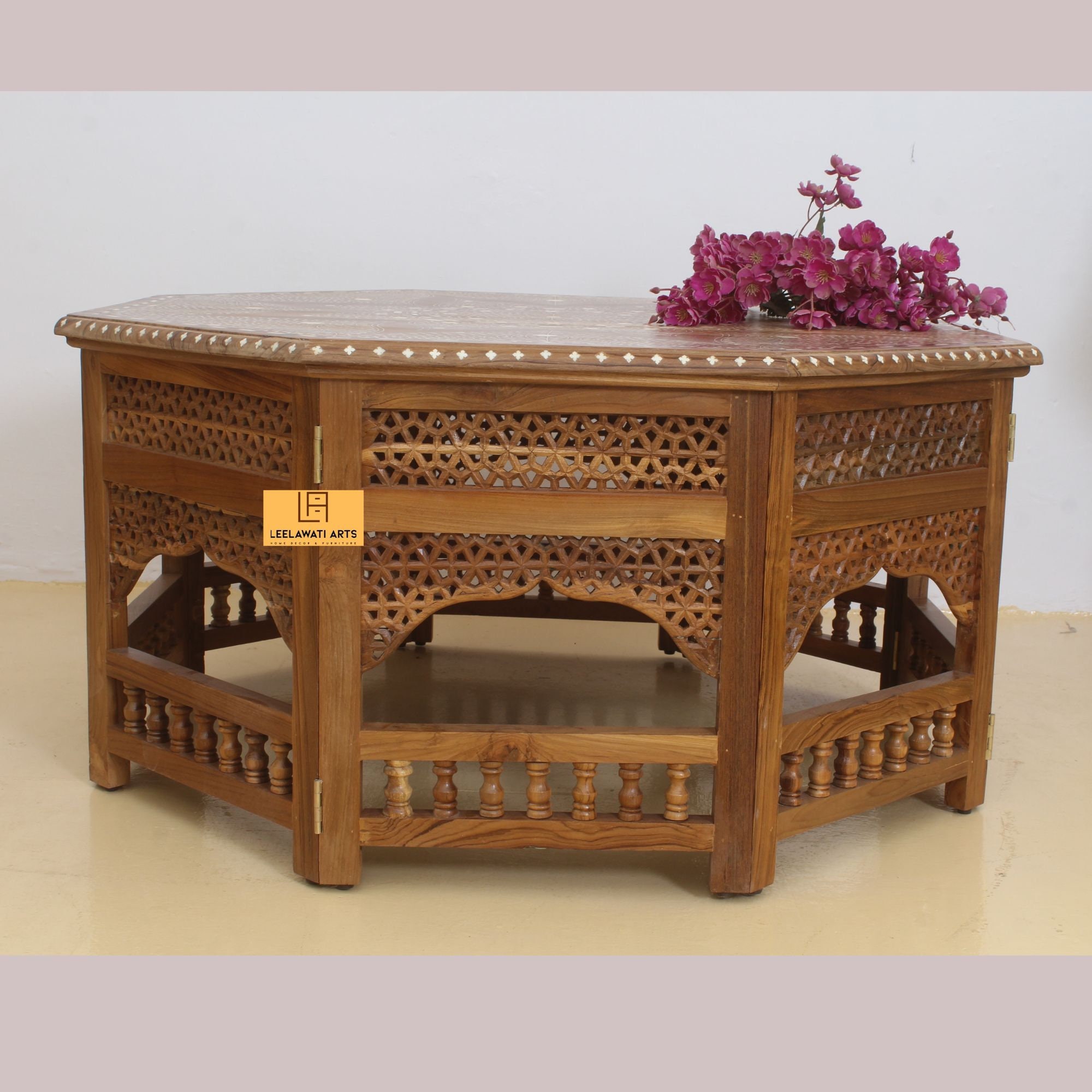 Wood Bone Inlay Coffee Table Wood Inlaid Coffee Table Octagonal Inlaid ...