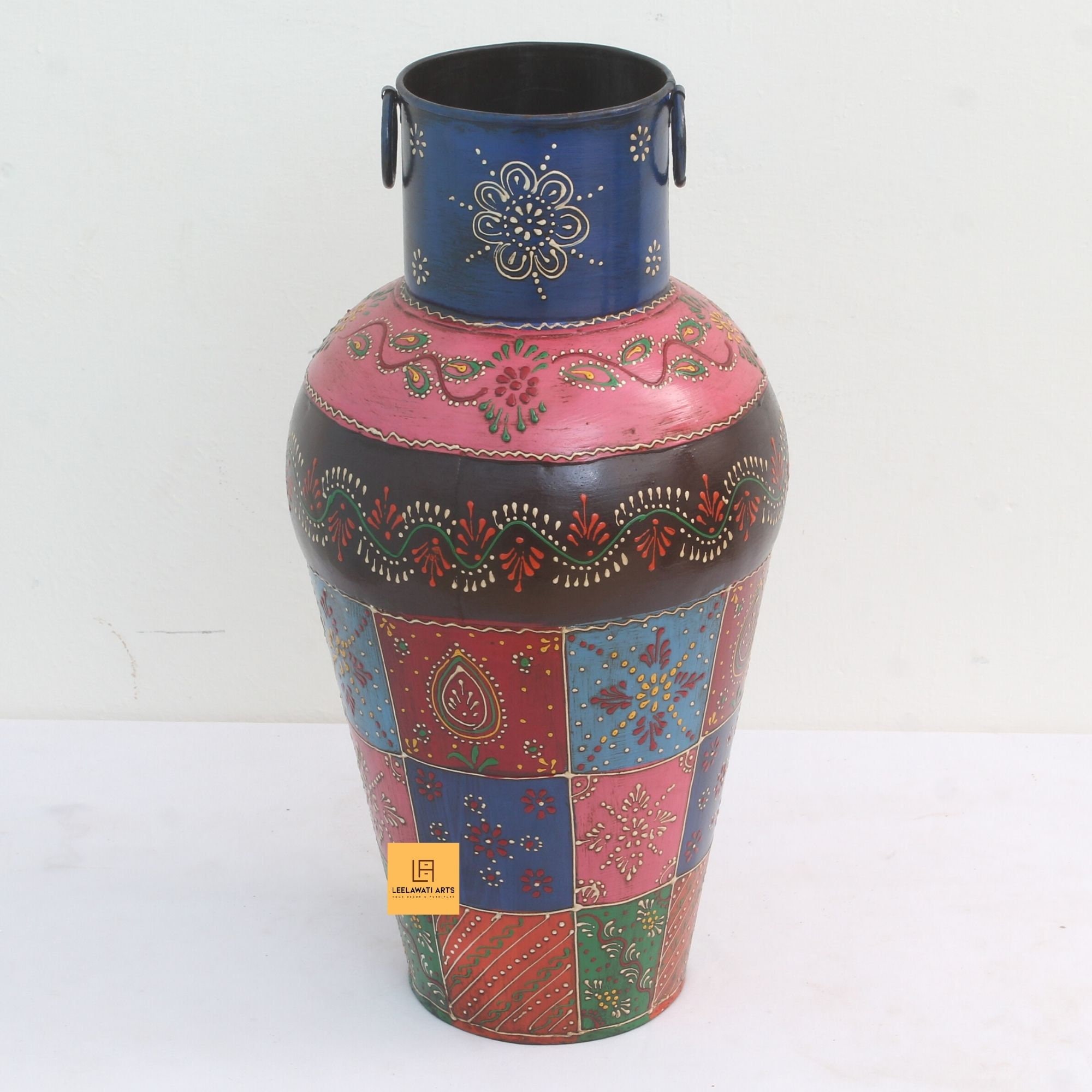 Buy Home Decorative Unique Hand Painted Metal Vase and Pot Table ...